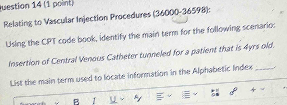 Solved: Relating to Vascular Injection Procedures (36000-36598): Using the CPT code book ...