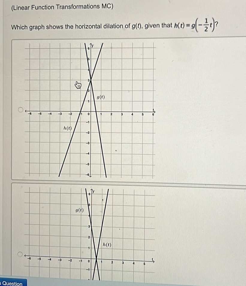 Solved: (Linear Function Transformations MC) Which graph shows the ...