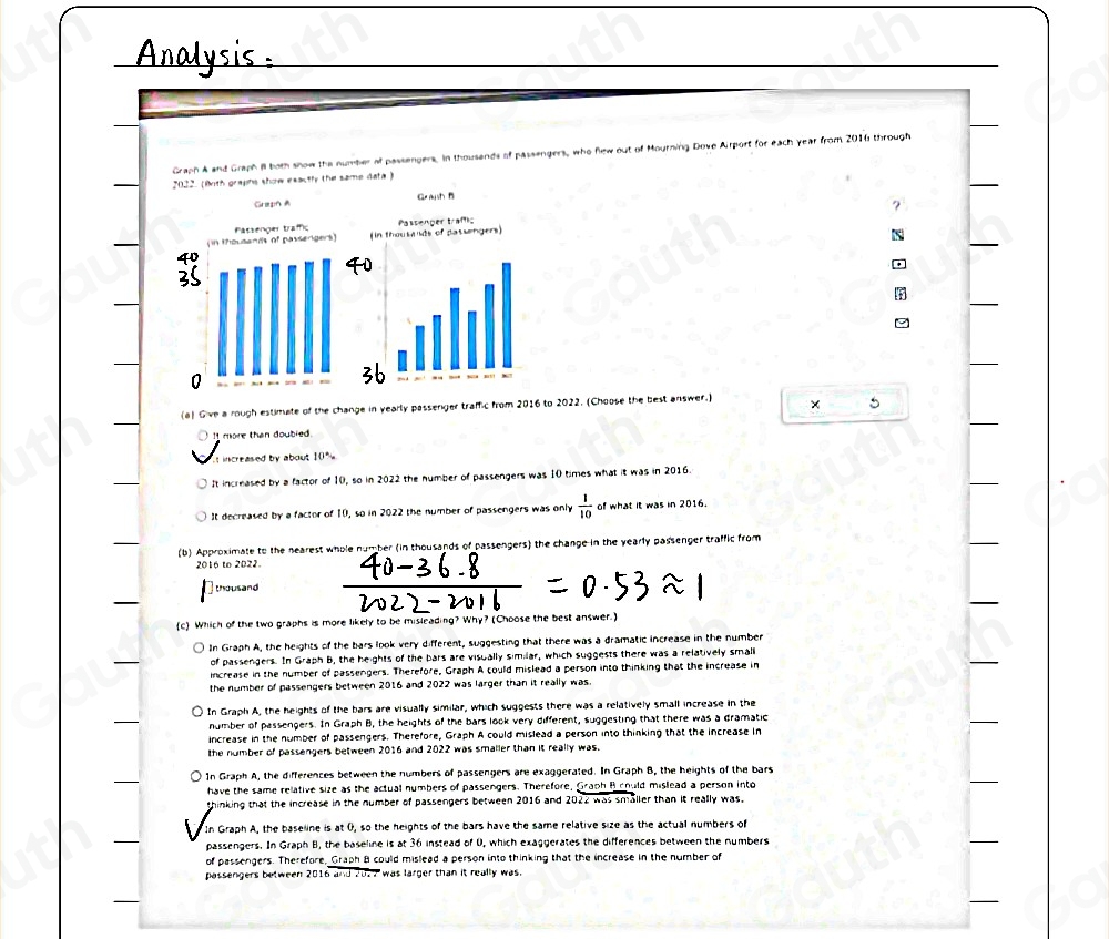 Solved: Graph A and Graph B both show the number of passengers, in thousands of passengers, who ...
