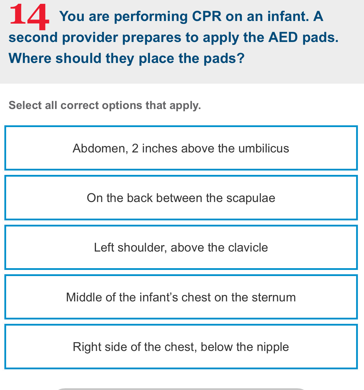 Solved: You are performing CPR on an infant. A second provider prepares ...