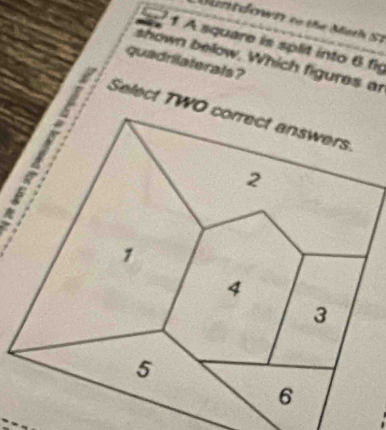 Solved: Muntdewtr on the Math S1 a 1 A square is split into 6 fig shown ...