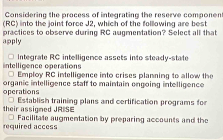 Solved: Considering the process of integrating the reserve componen (RC ...