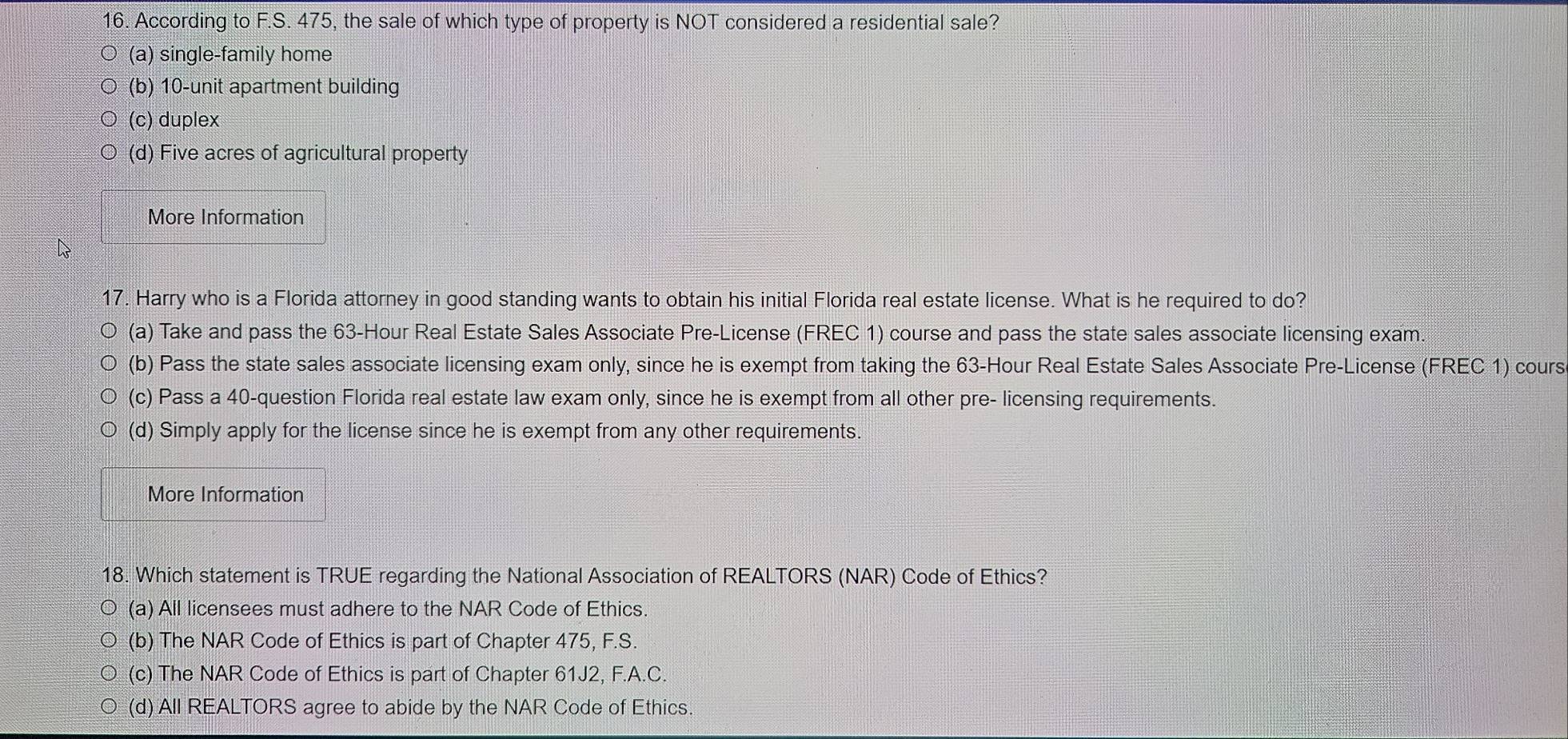 Solved: According to F.S. 475, the sale of which type of property is ...