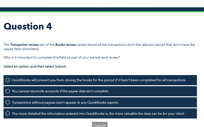 Solved: The Transaction review tab of the Books review center shows all ...