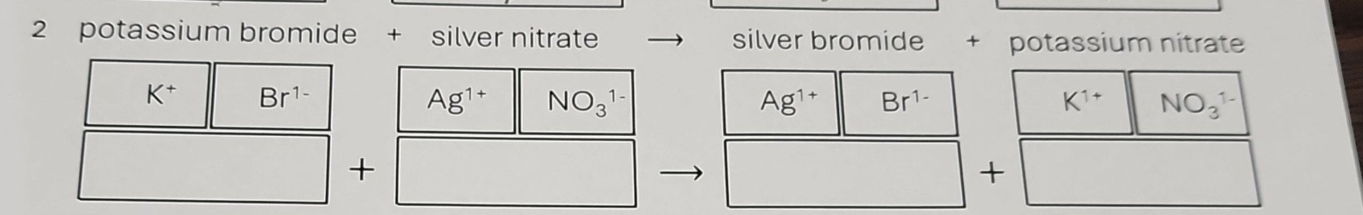Solved: potassium bromide + silver nitrate silver bromide + potassium ...