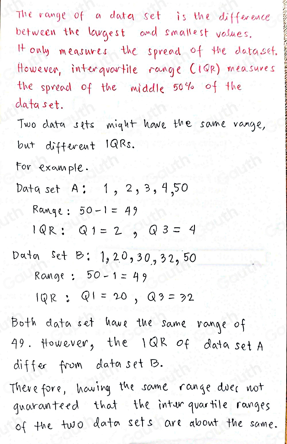 Solved: STRUCTURE Two data sets have the same range. Can you assume that the interquartile ...