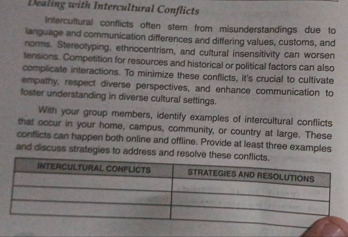 Solved: Dealing with Intercultural Conflicts Intercultural conflicts ...