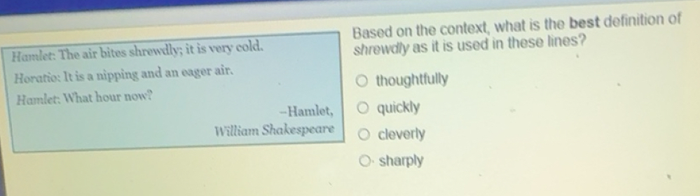 Solved: Based on the context, what is the best definition of Hamlet ...