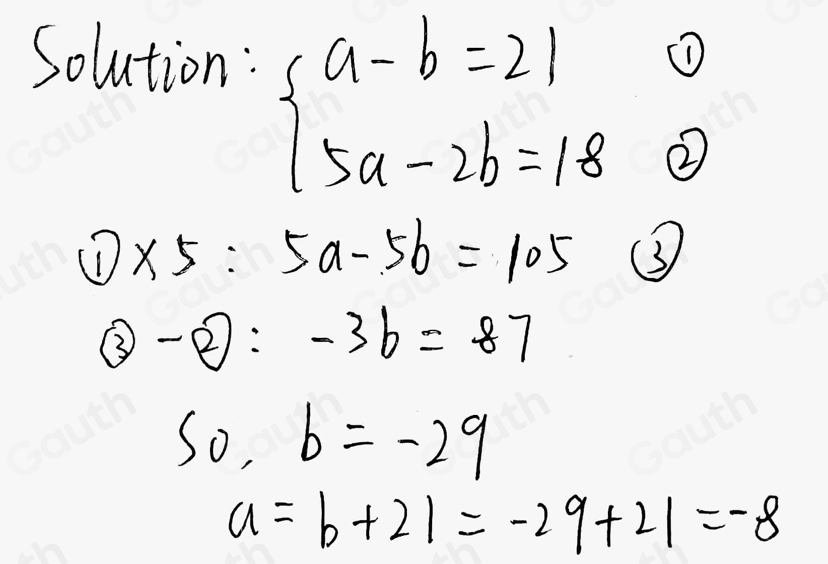 Solved: The difference of two numbers, a and b, is 21. The difference ...
