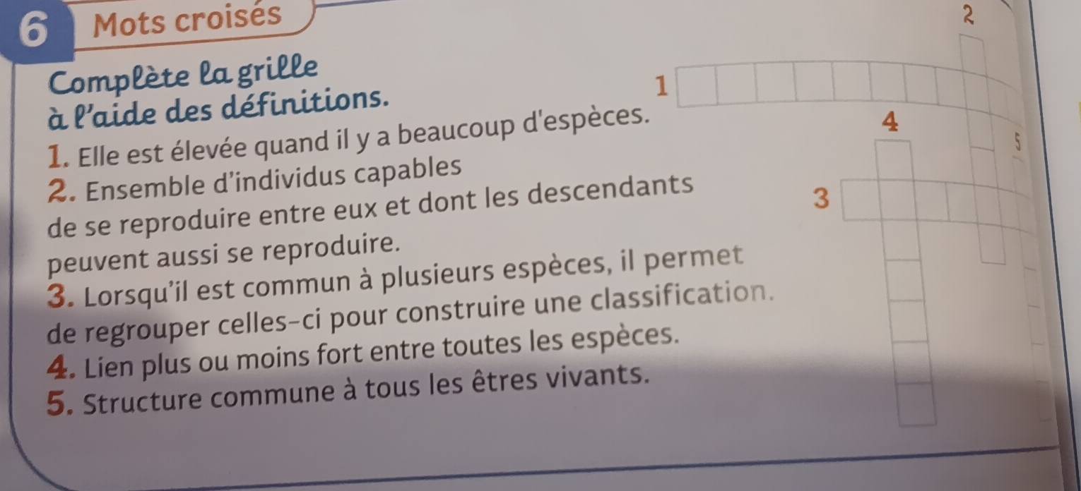 Résolu :Mots croisés 2 Complète la grille à l'aide des définitions. 1 1 ...