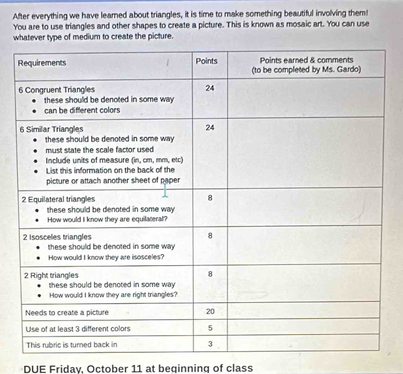 Solved: After everything we have learned about triangles, it is time to ...