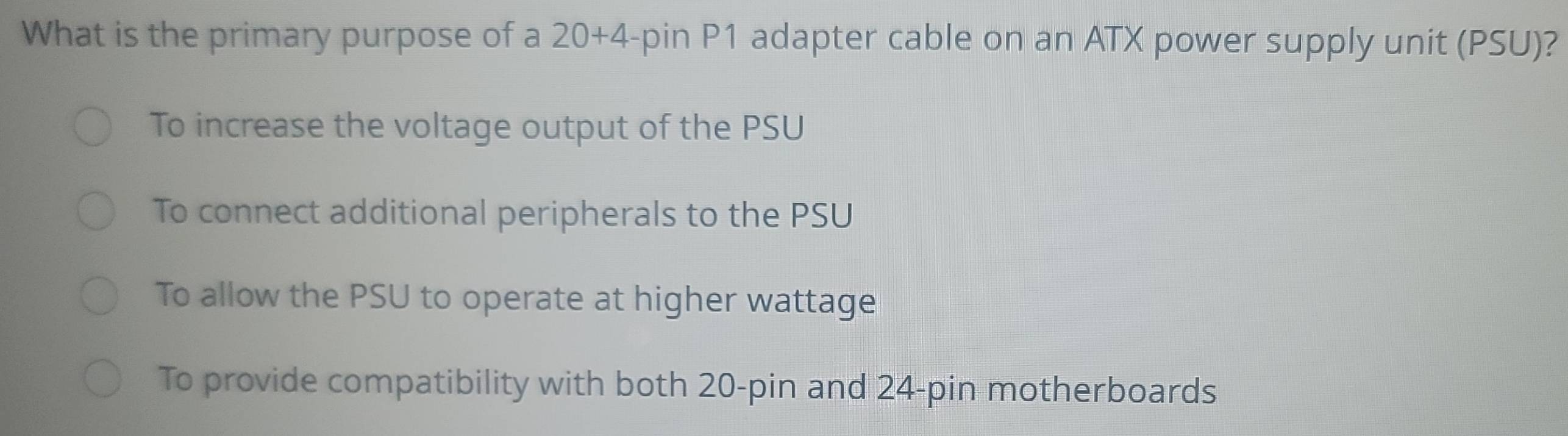 Solved: What is the primary purpose of a 20+4 pin P1 adapter cable on ...