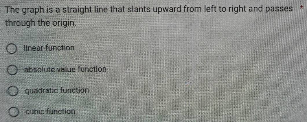 Solved: The graph is a straight line that slants upward from left to ...