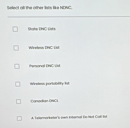 Solved: Select all the other lists like NDNC. State DNC Lists Wireless ...