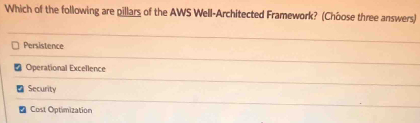 Solved: Which of the following are pillars of the AWS Well-Architected ...