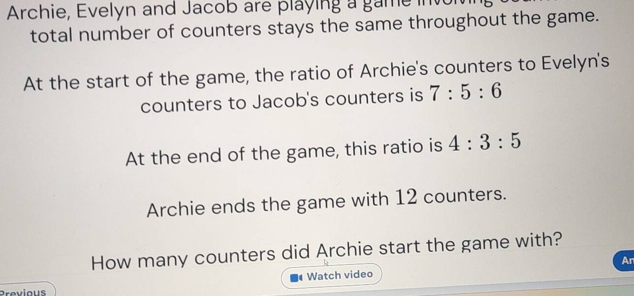 Solved: Archie, Evelyn and Jacob are playing a game invom total number ...