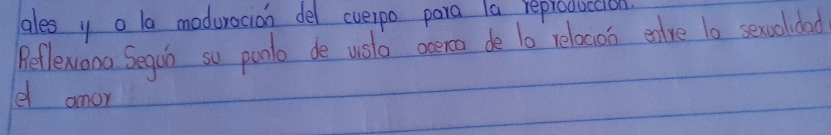 Resuelto:ales y o la modurocion del cverpo para la reproquccion ...