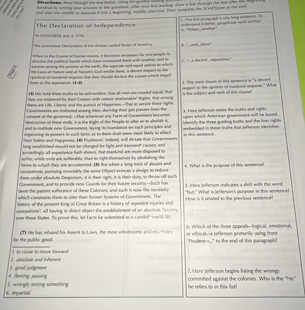 Solved: Directions: Read through the text below. Using the guided ...
