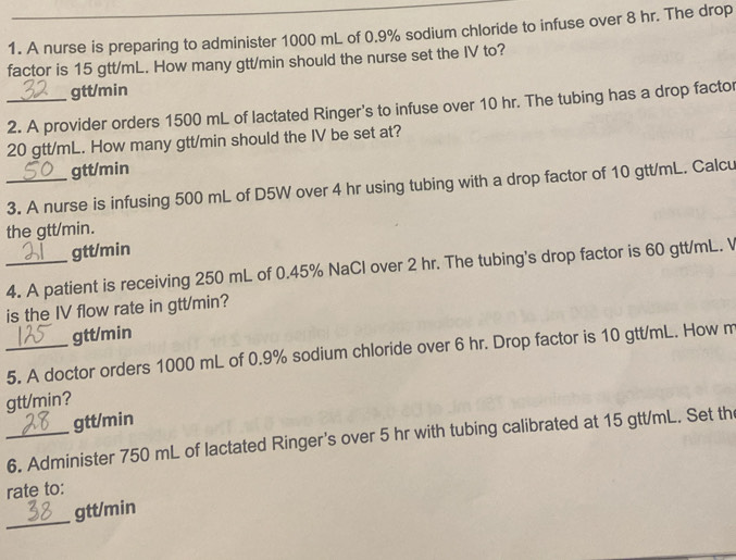 Solved: A nurse is preparing to administer 1000 mL of 0.9% sodium ...
