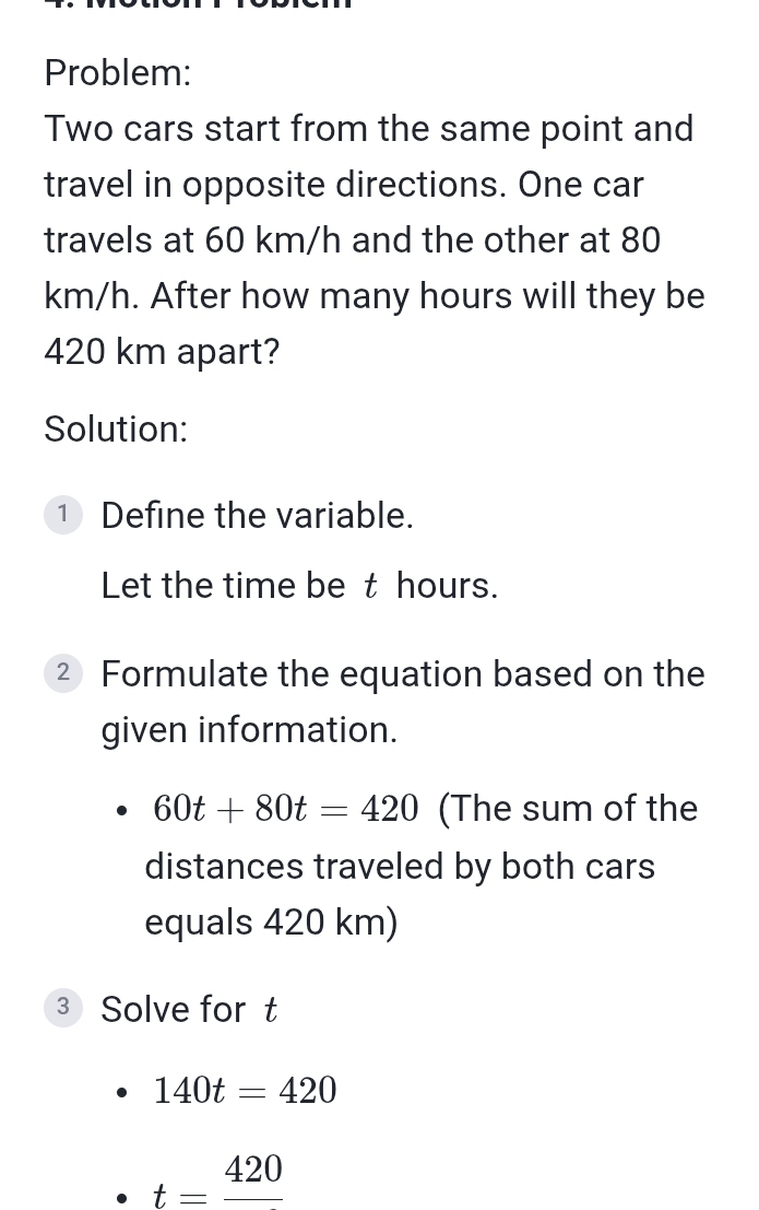 Solved: Problem: Two cars start from the same point and travel in ...