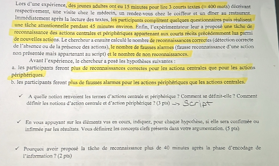 Résolu :Lors d'une expérience, des jeunes adultes ont eu 15 minutes ...