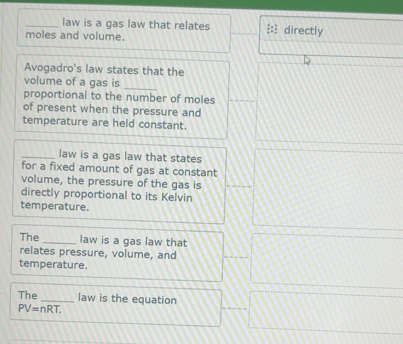 Solved: law is a gas law that relates directly moles and volume ...
