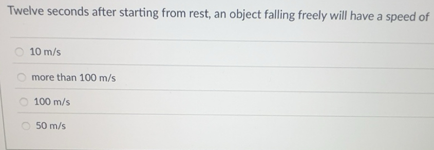 Solved: Twelve seconds after starting from rest, an object falling ...