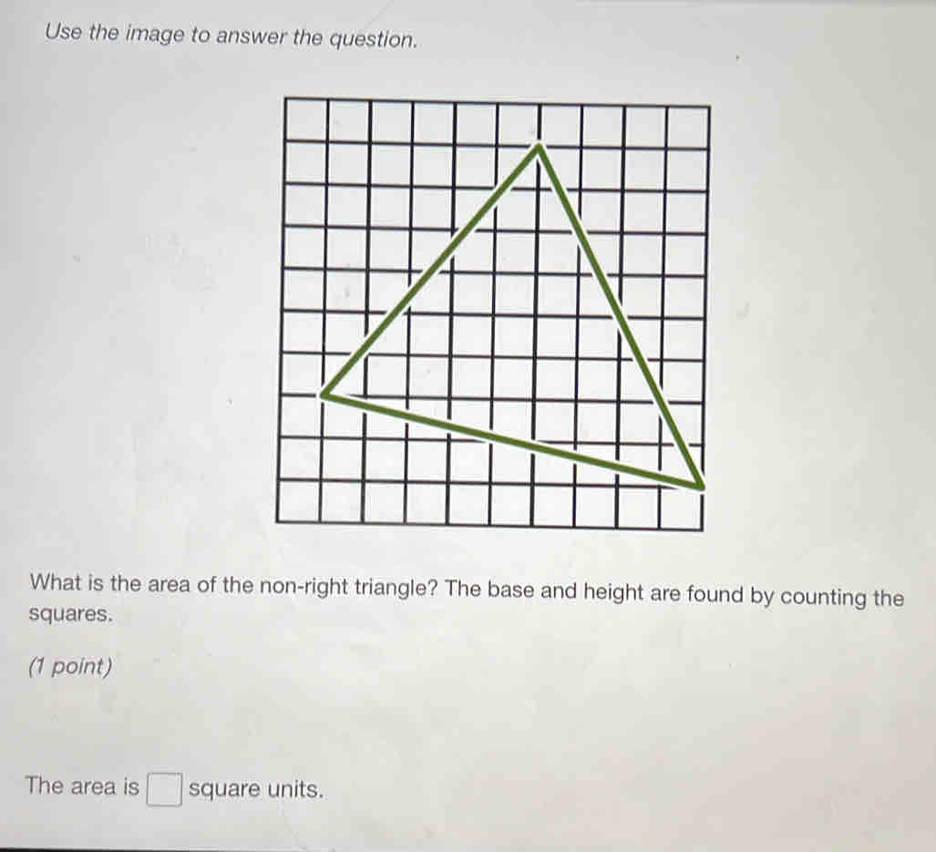 Solved: Use the image to answer the question. What is the area of the ...