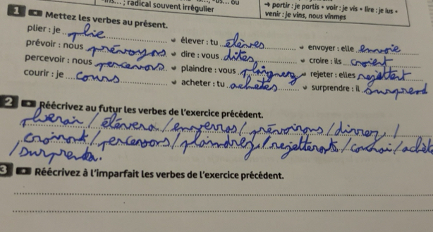 Résolu :portir : je portis » voir : je vis « lire : je lus » s ...