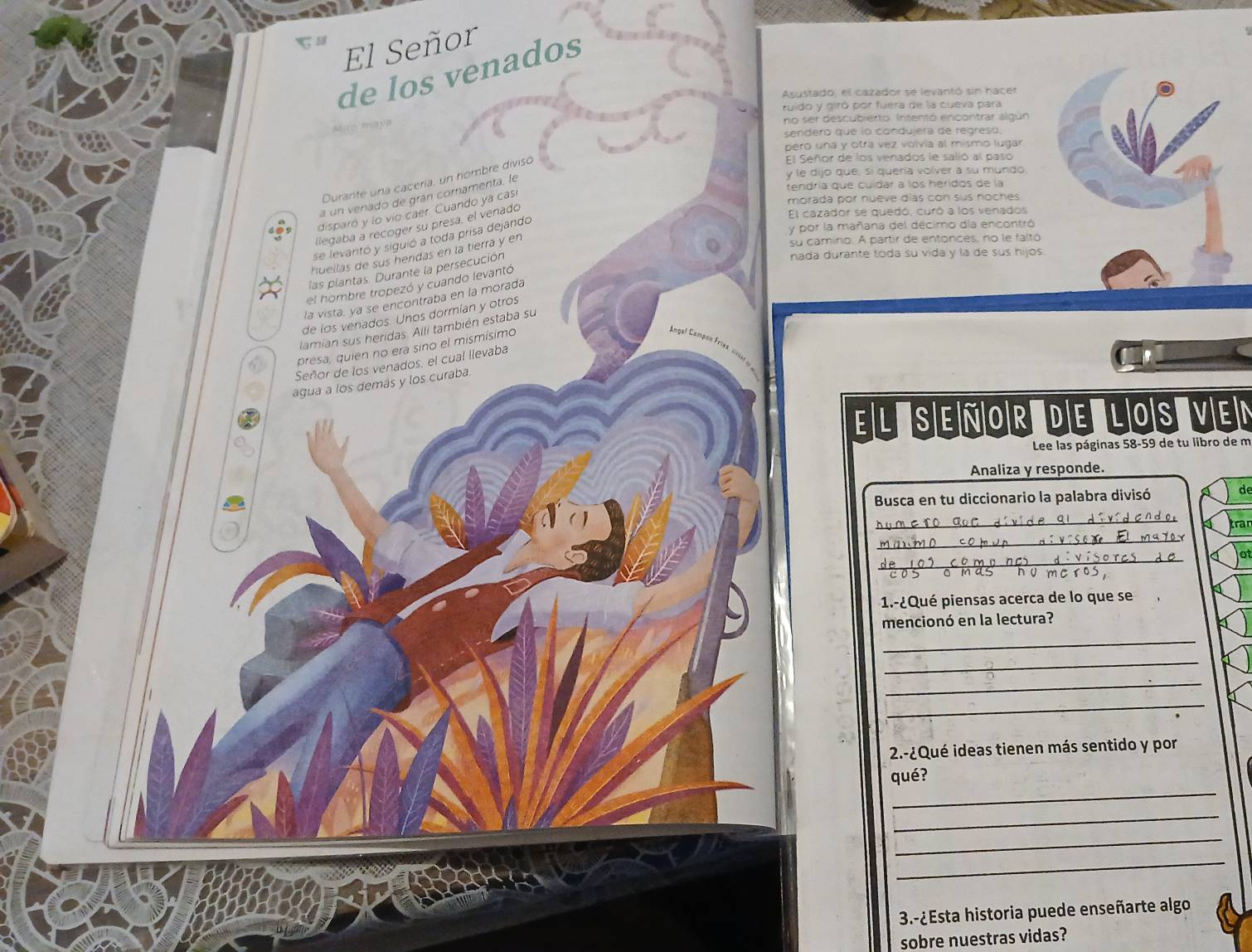 Resuelto:El Señor de los venados Asustado, el cazador se levantó sin ...