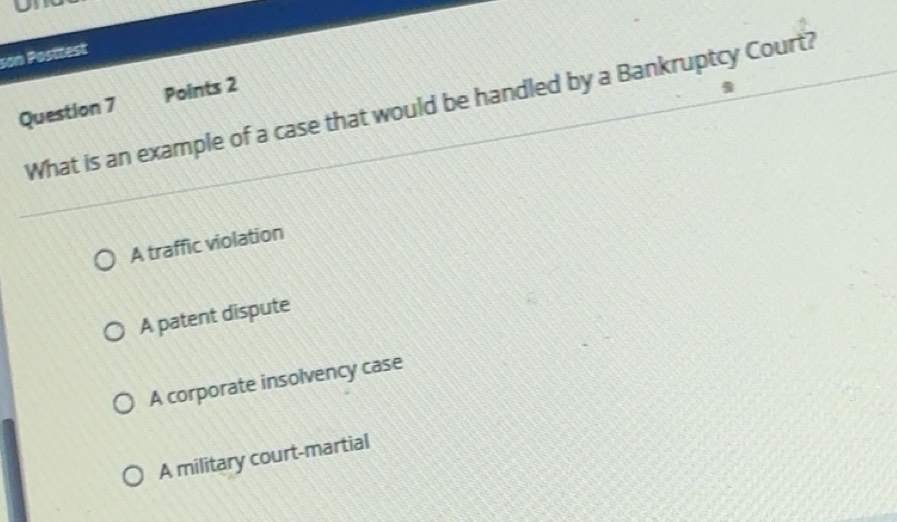 Solved: son Posttest Points 2 Question 7 What is an example of a case ...