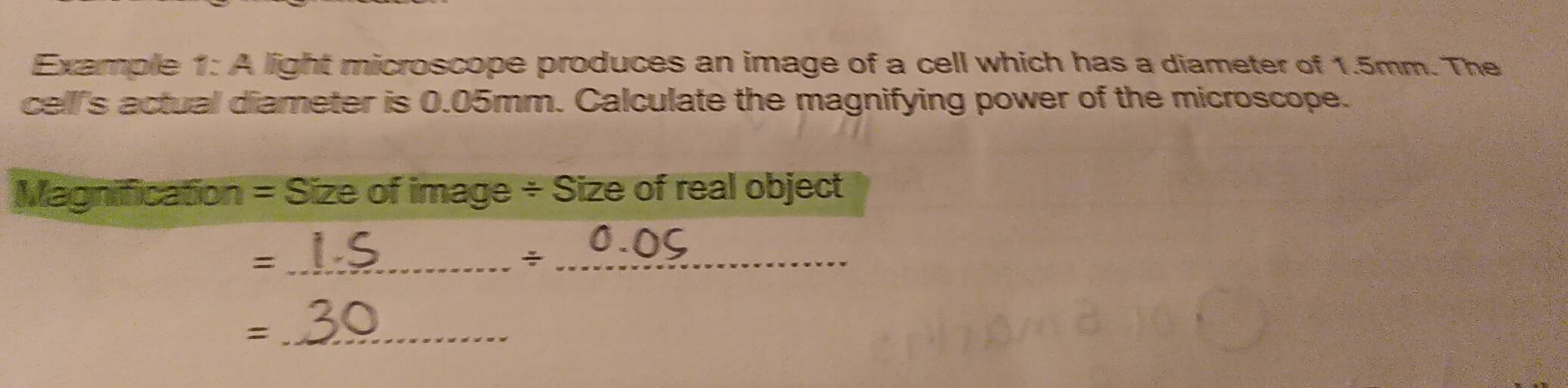 Résolu :Example 1: A light microscope produces an image of a cell which ...