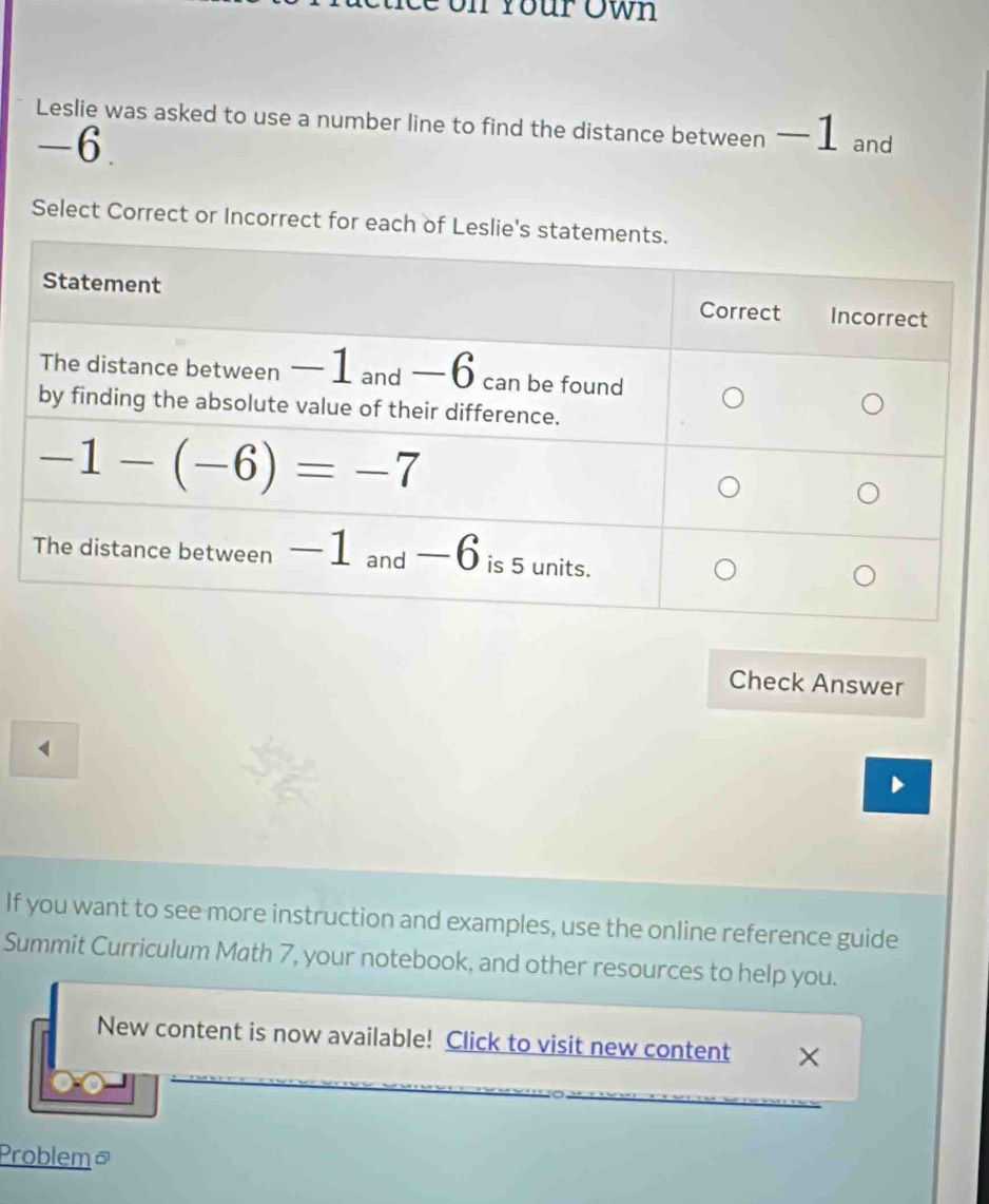 Solved: on Your Own Leslie was asked to use a number line to find the ...