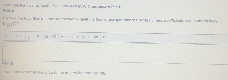 Solved: This question has two parts. First, answer Part A. Then, answer ...