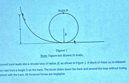 Solved: Point P R Figure 1 Note: Figure not drawn to scale. curved track leads into a circular l ...