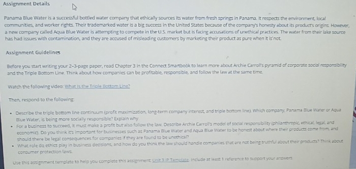 Solved: Assignment Details Panama Blue Water is a successful bottled ...