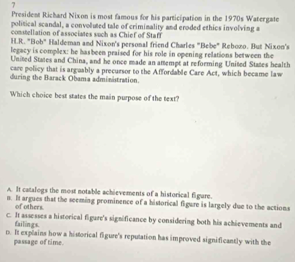 Solved: President Richard Nixon is most famous for his participation in ...