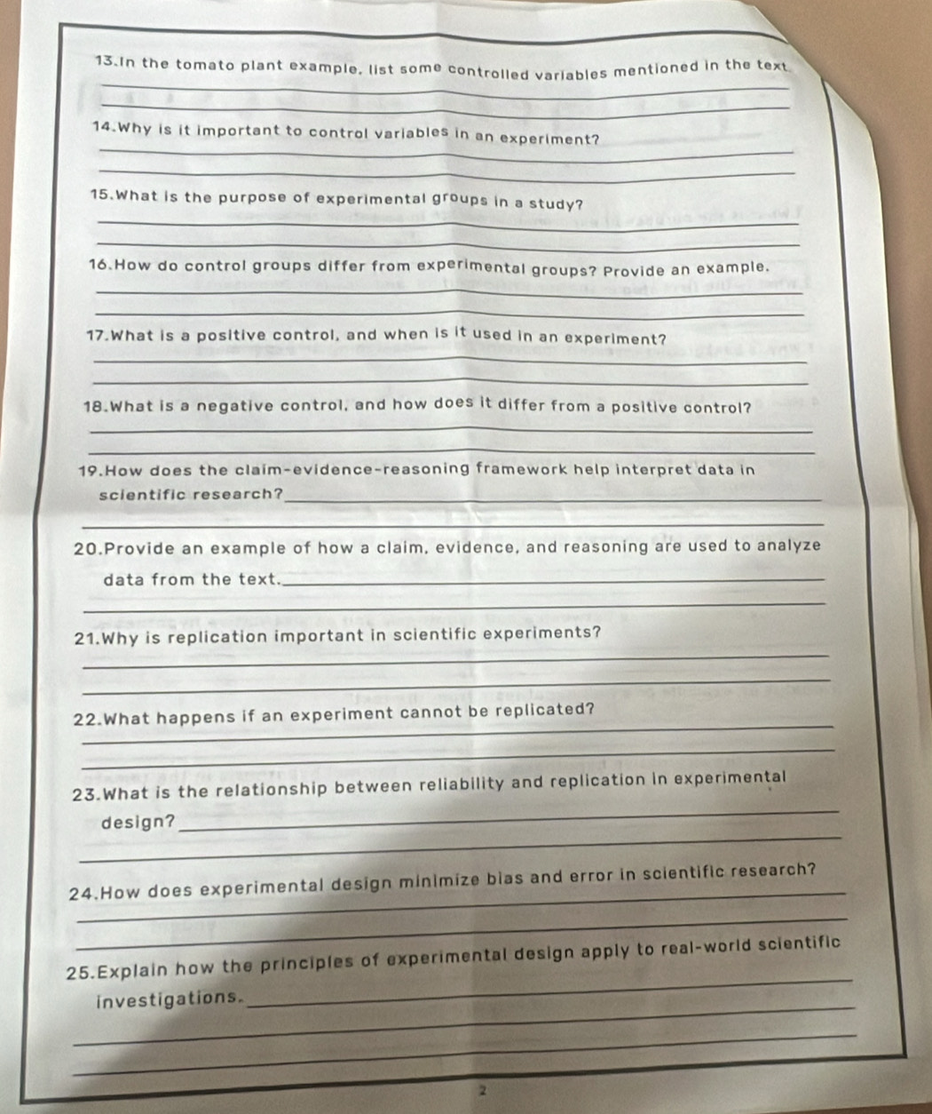 Solved: In the tomato plant example, list some controlled variables ...