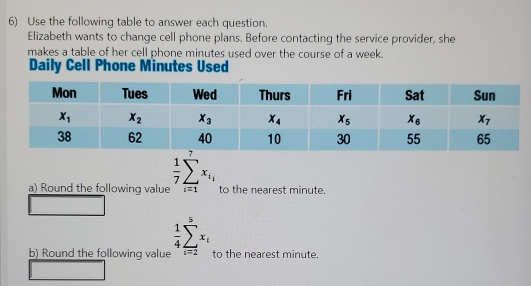 Solved: Use the following table to answer each question. Elizabeth ...