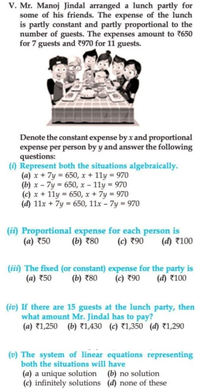 Solved: Mr. Manoj Jindal arranged a lunch partly for some of his ...