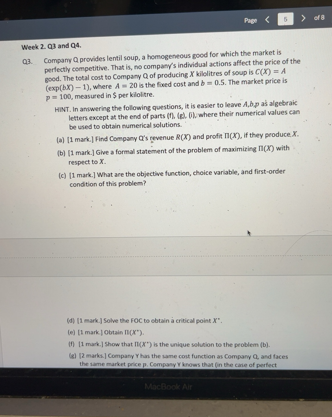 Solved: Page 5 of 8 Week 2. Q3 and Q4. Q3. Company Q provides lentil ...