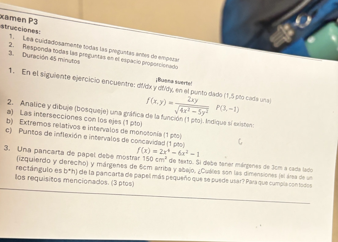 Resuelto:xamen P3 strucciones: 1. Lea cuidadosamente todas las ...