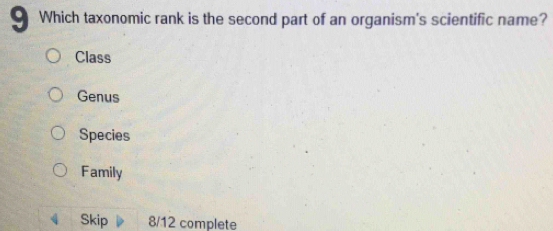 Solved: Which taxonomic rank is the second part of an organism's ...