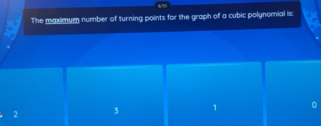 Solved: 8/33 The maximum number of turning points for the graph of a ...