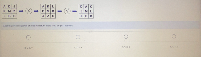 Gelöst:X Y Applying which sequence of rules will return a grid to its ...