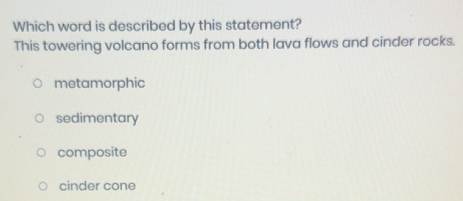 Solved: Which word is described by this statement? This towering ...