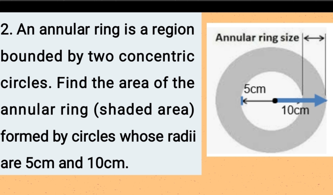 Solved: An annular ring is a region bounded by two concentric circles ...