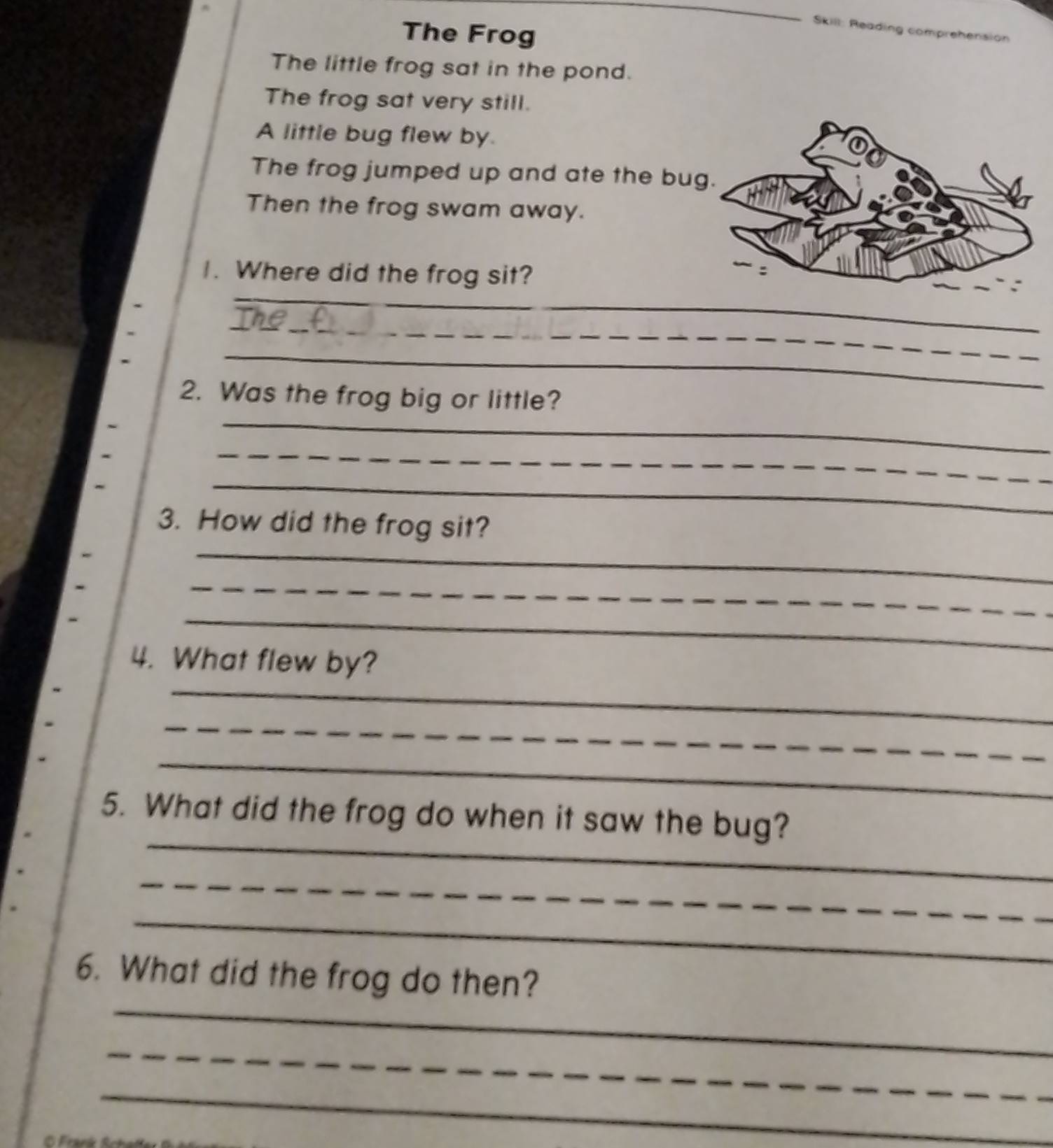 Solved: The Frog Skill: Reading comprehension The little frog sat in ...
