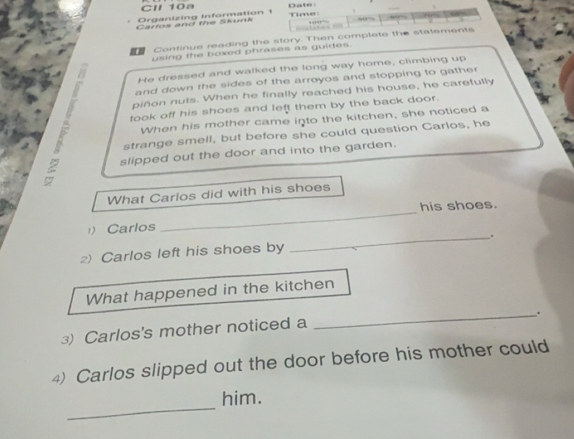 Solved: CII 10a Date: Organizing Information 1 Time: 1 t4” Carlos and ...