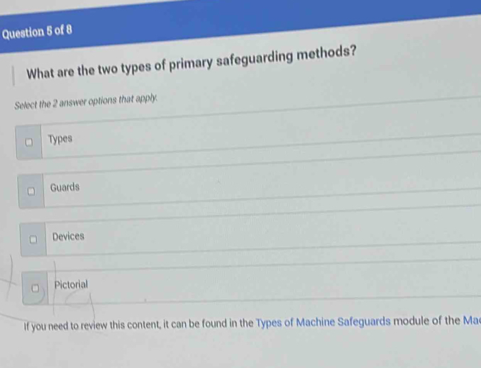 Solved: What are the two types of primary safeguarding methods? Select ...